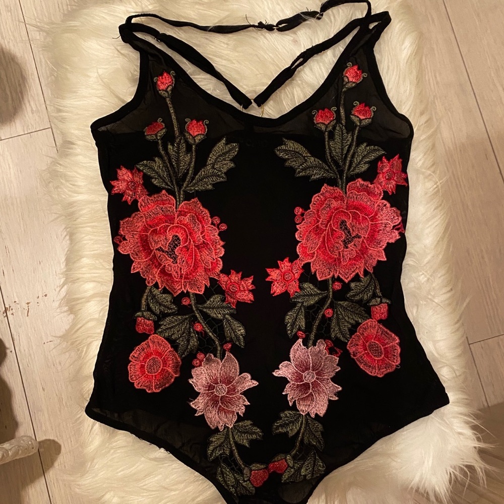 Mesh Floral Body Suit - Gem